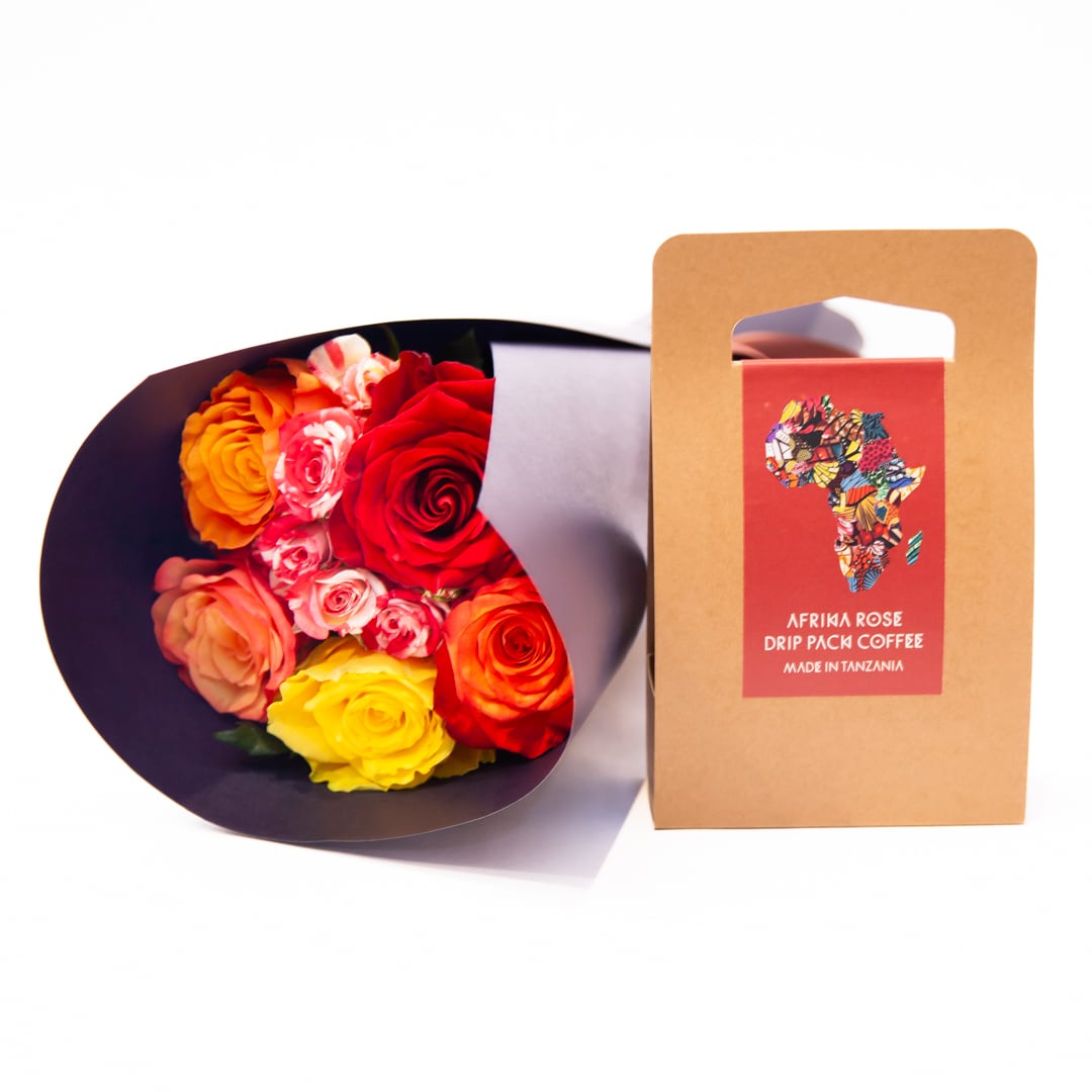 [AFRIKA ROSE オリジナル] DRIP PACK COFFEE と花束【M】